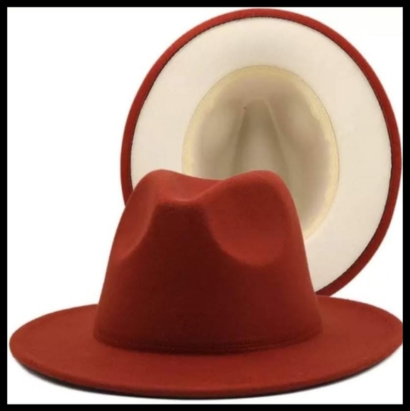 Accessories | Rust Orange Cream Fedora Hat | Poshmark